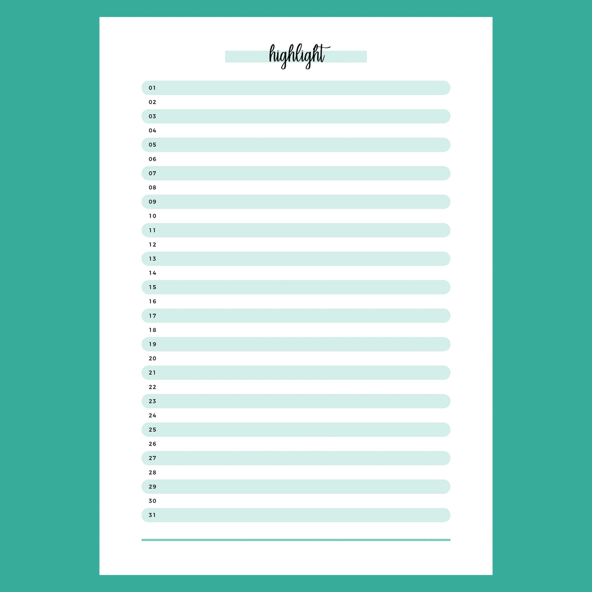 One Daily Highlight Template | Instant Download | Printable PDF – Plan ...