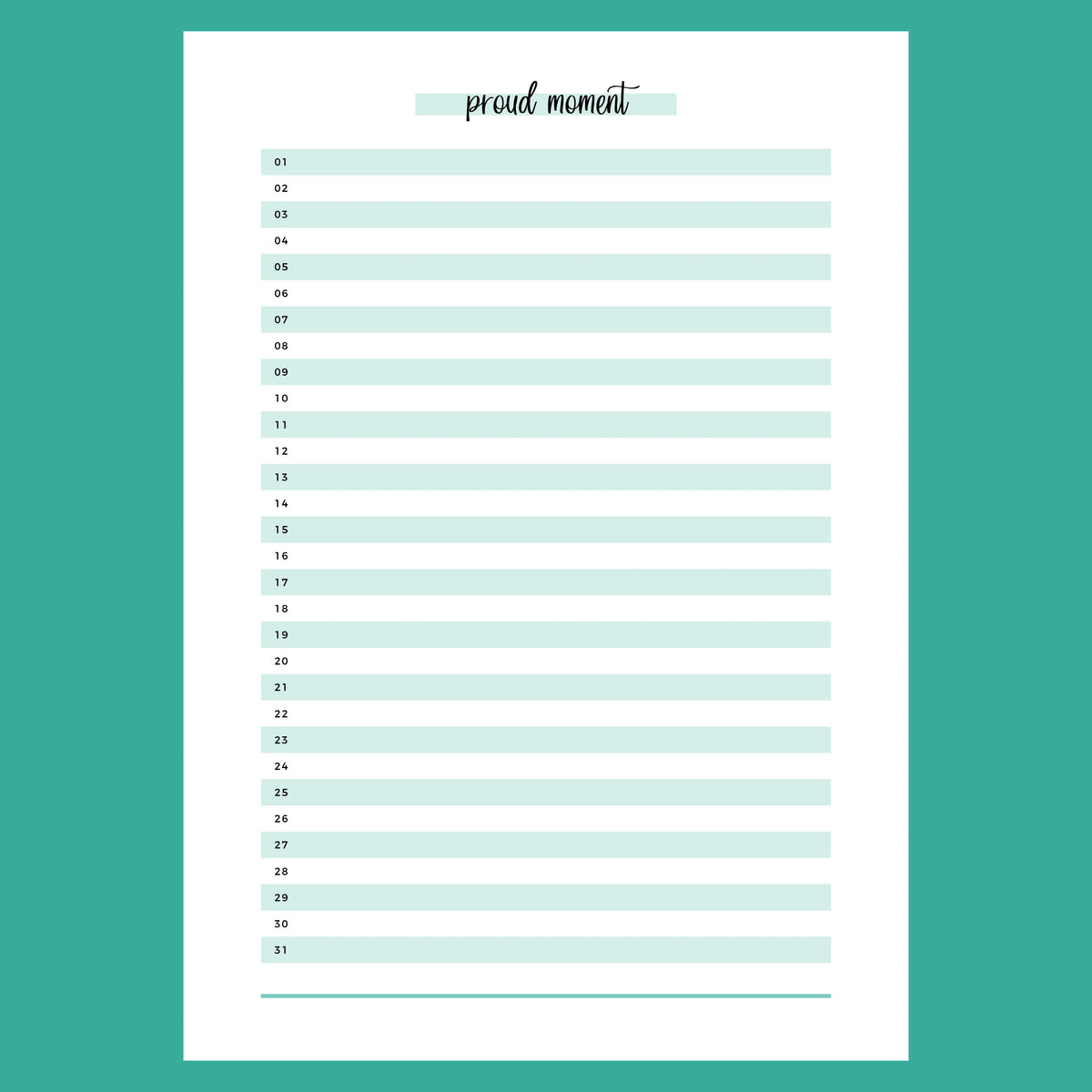 One Daily Proud Moment Template | Instant Download | Printable PDF ...