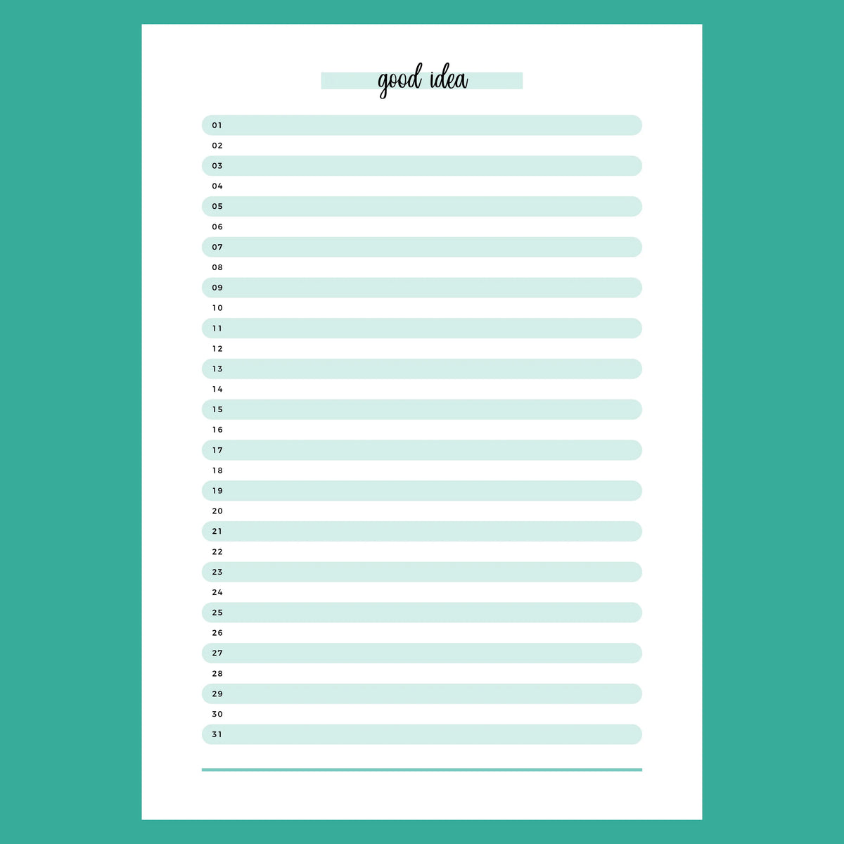 One Good Idea Template | Instant Download | Printable PDF – Plan Print Land