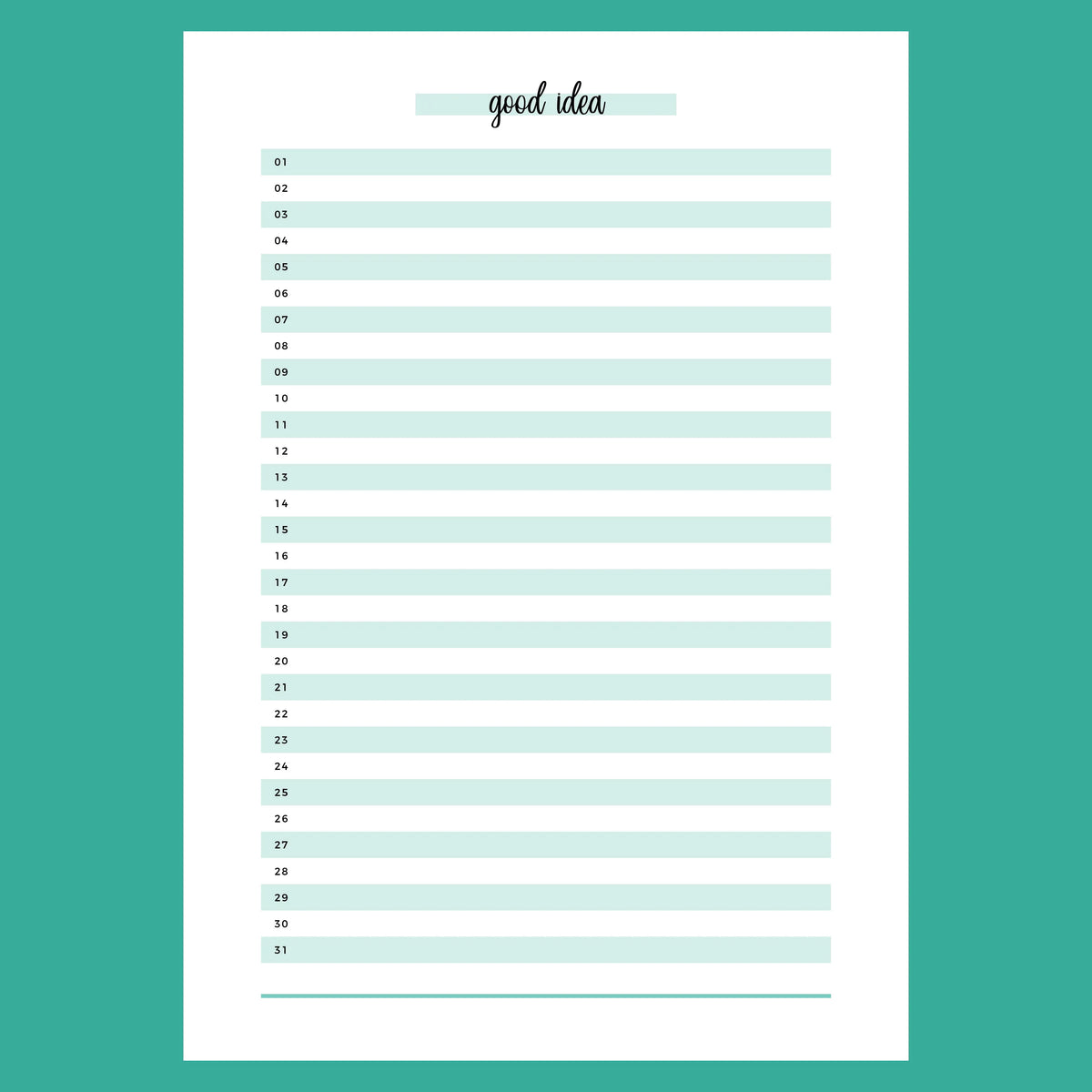 One Good Idea Template | Instant Download | Printable PDF – Plan Print Land