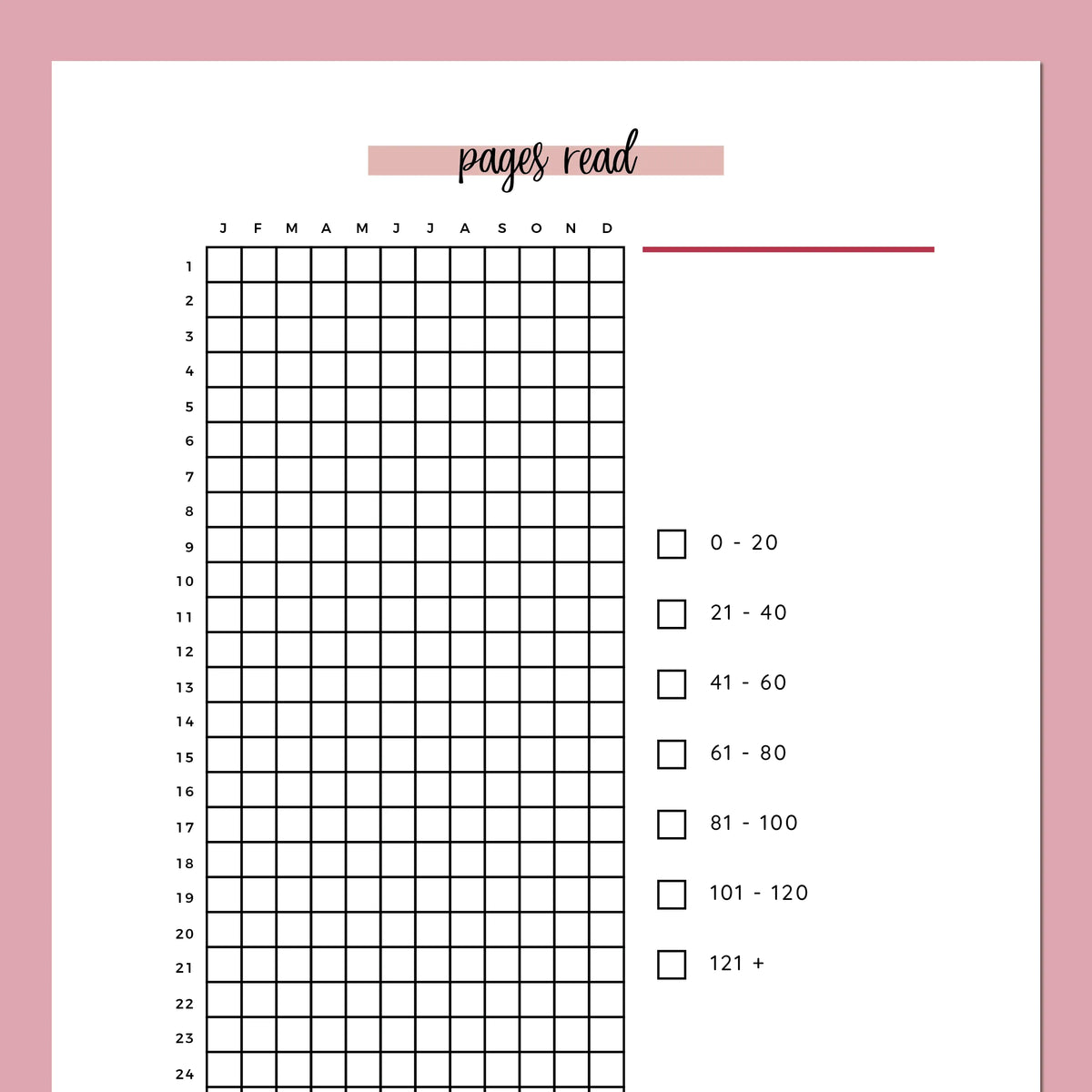 Page Reading Tracker Journal A5 | Instant Download Printable Template ...