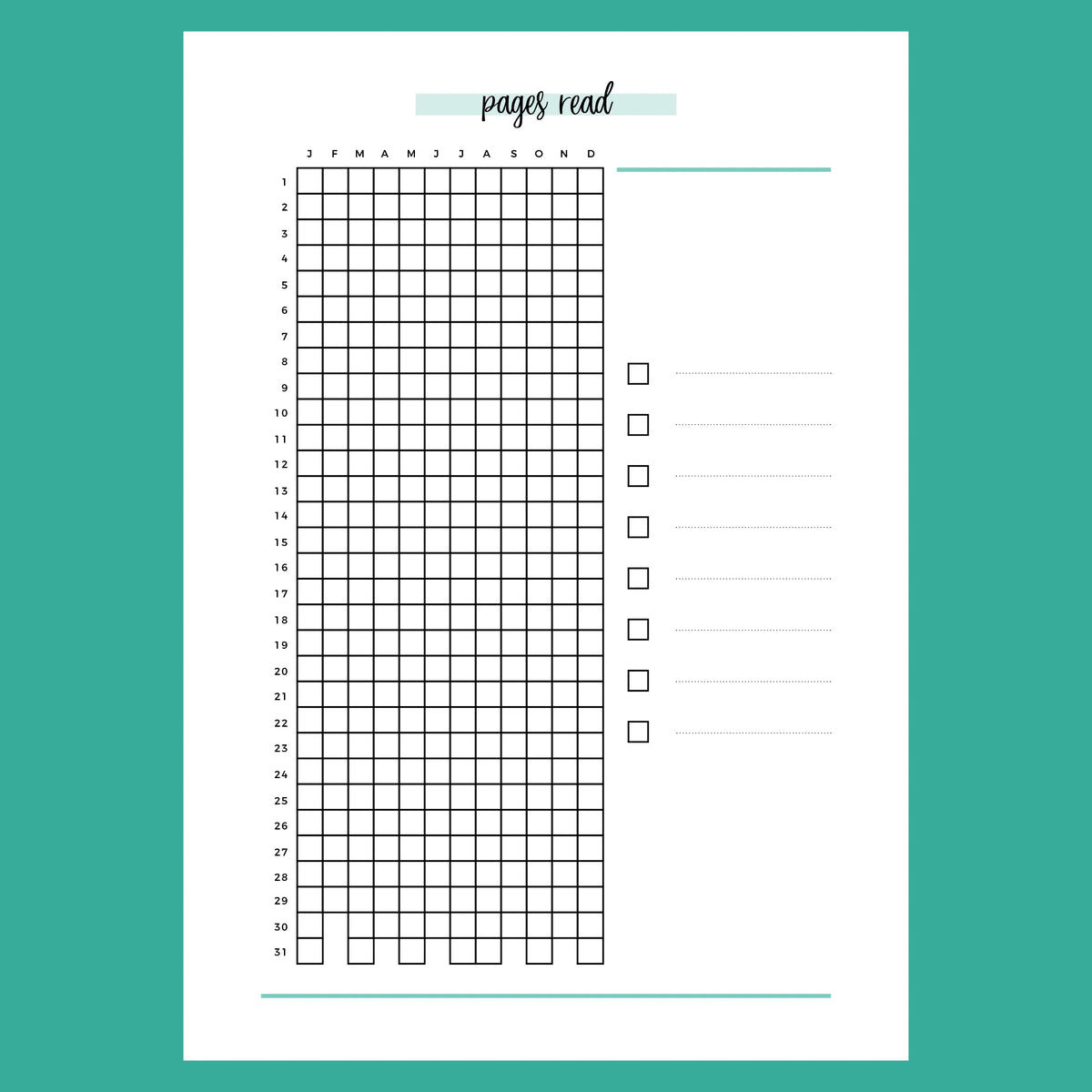 Page Reading Tracker Journal A5 | Instant Download Printable Template ...
