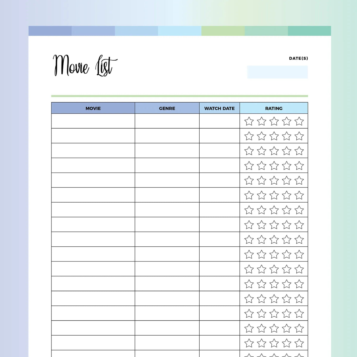 Movie Journal PDF | A4 & US Letter Sizes | Instant Download Printable ...