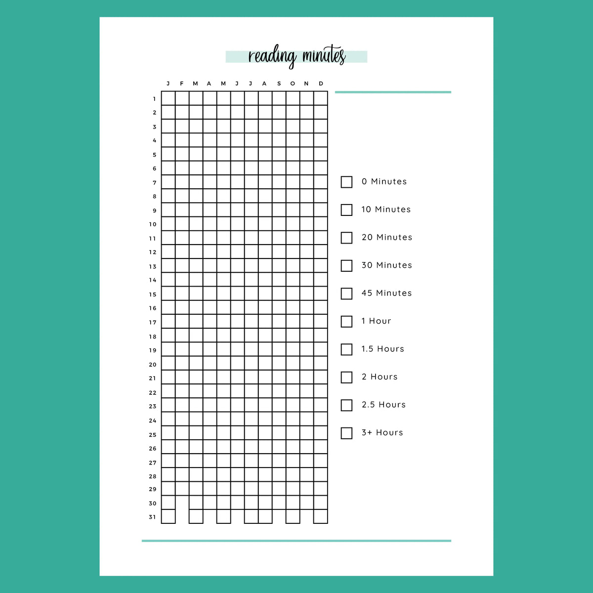 Reading Minutes Tracker Journal A5 | Instant Download Printable ...