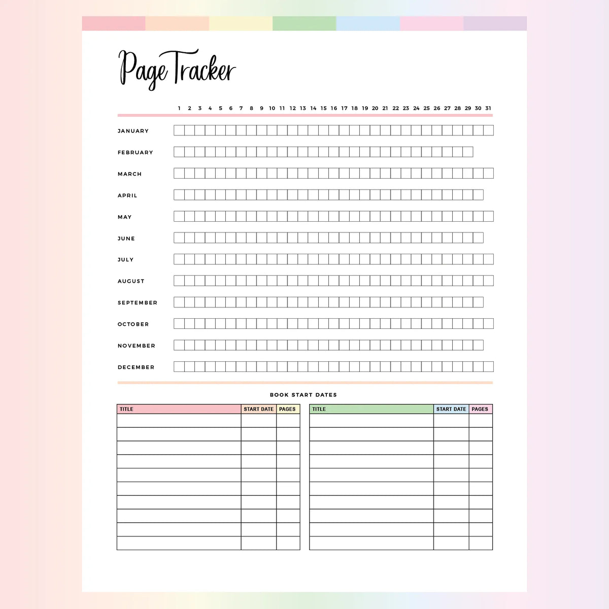 Reading Tracker Printable PDF | A4 & US Letter Sizes | Instant Download ...