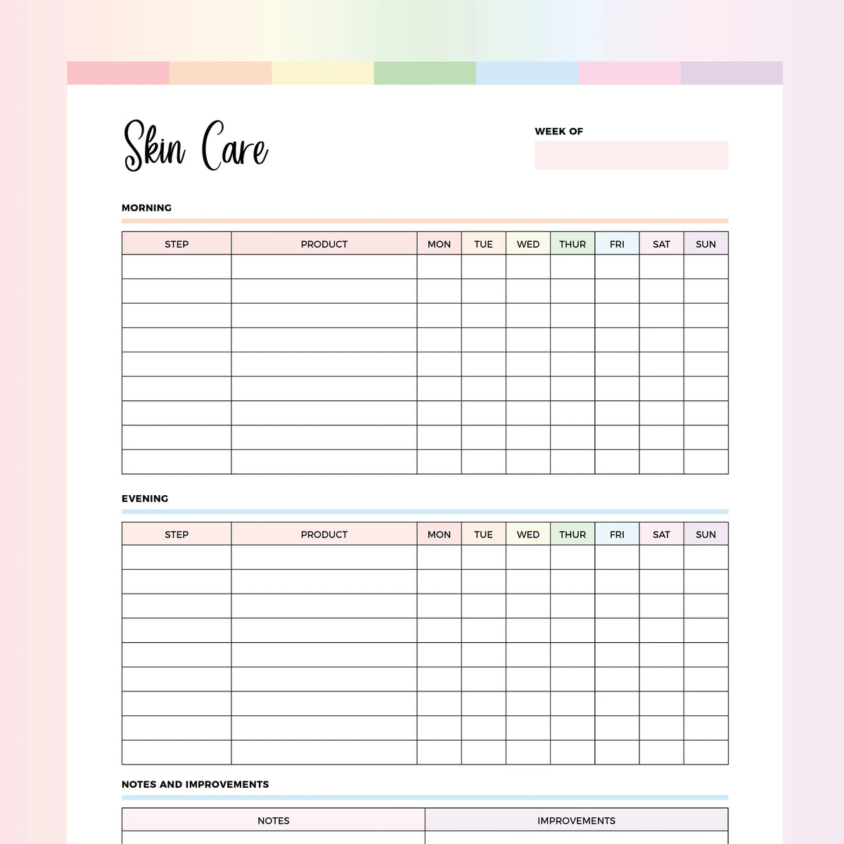 Skincare Routine Template | A4 & US Letter Sizes | Instant Download ...