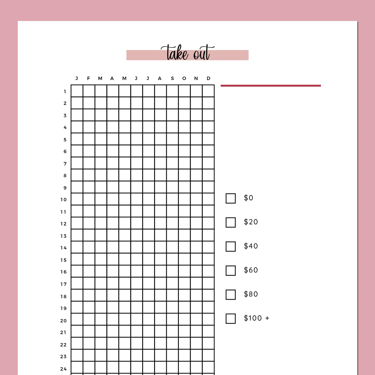 Stop Eating Take Out Log A5 | Instant Download | Printable PDF Template ...