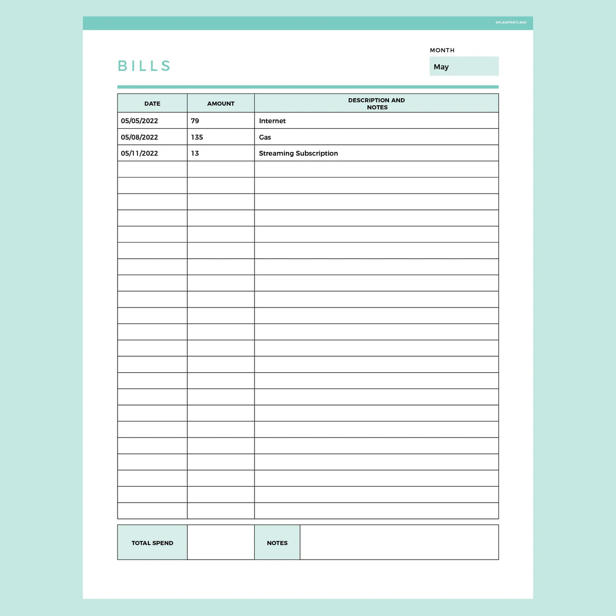 Bill Tracker Template Editable | Instant Download Fillable PDF | A4 and ...