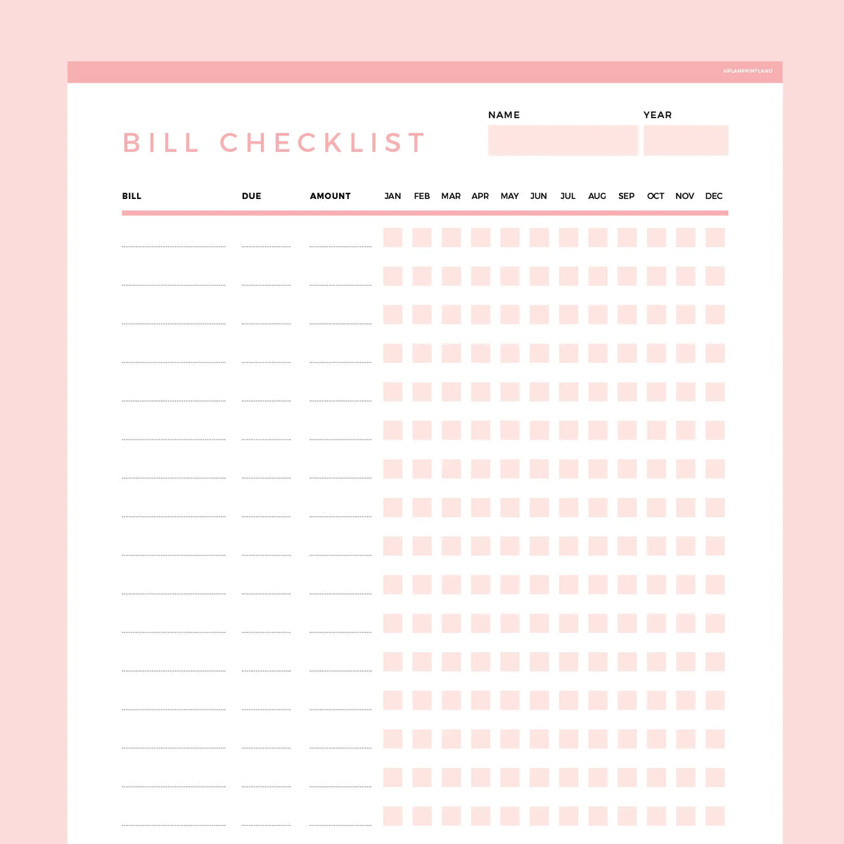 Bills To Pay Checklist Editable | Instant Download Fillable PDF | A4 ...