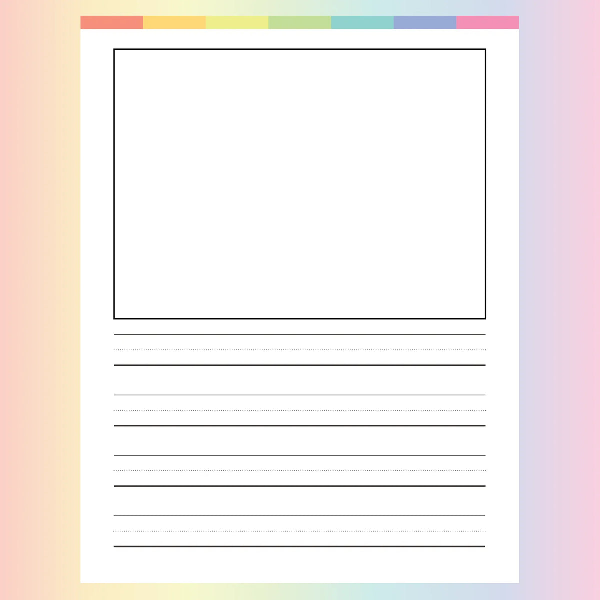 Colorful Draw and Write Paper | Instant Download PDF | A4 and US Letter ...