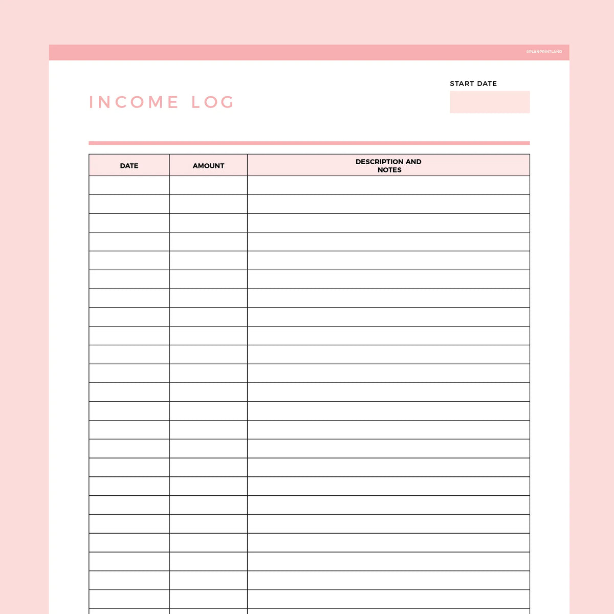 Income Log Template Editable | Instant Download Fillable PDF | A4 and ...