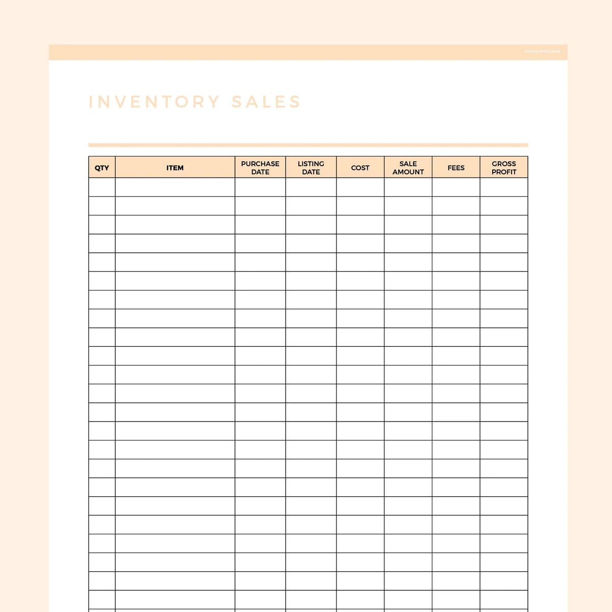 Inventory Sales Tracker Editable | Instant Download Fillable PDF | A4 ...