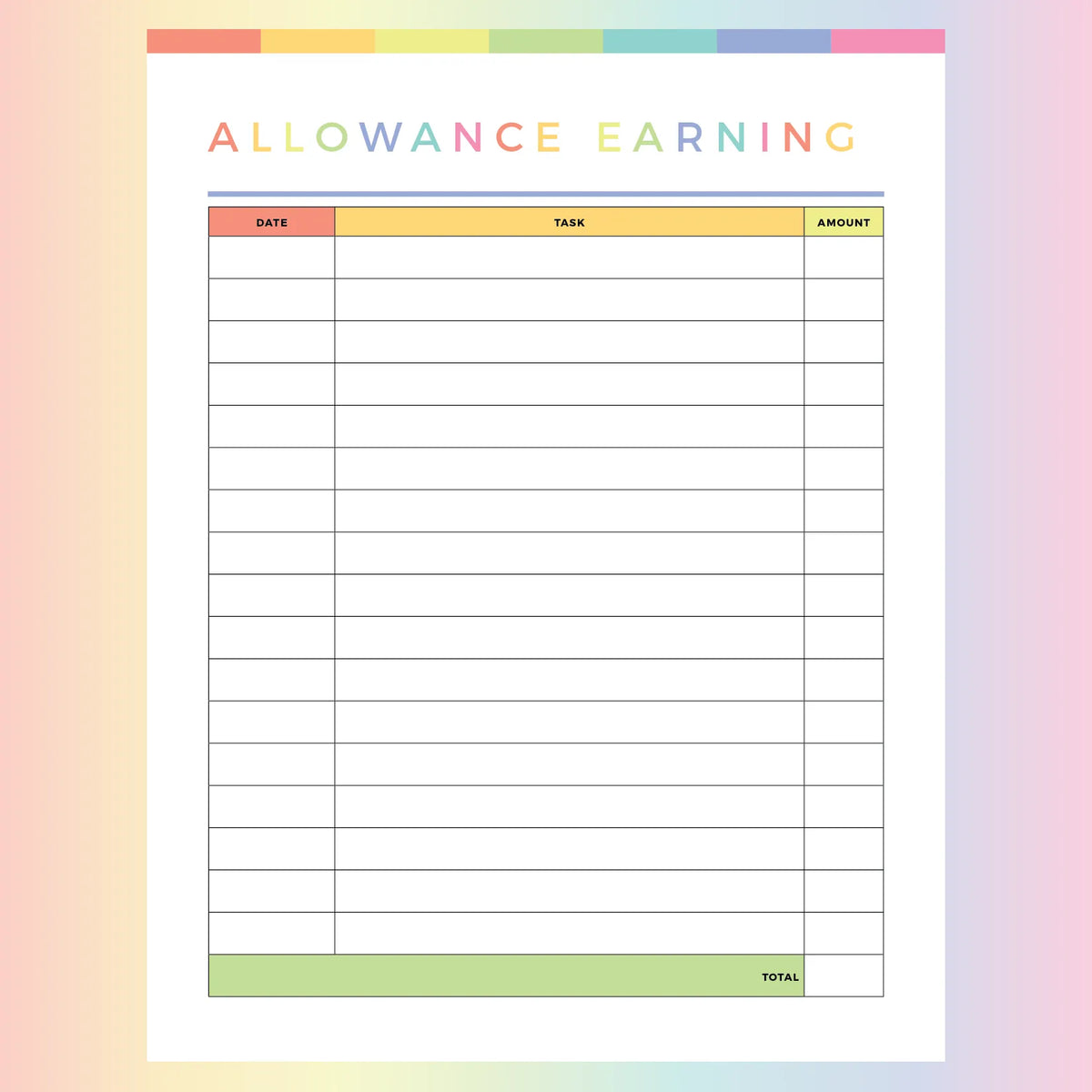 Kids Allowance Earning Tracker Printable | Instant Download PDF | A4 ...