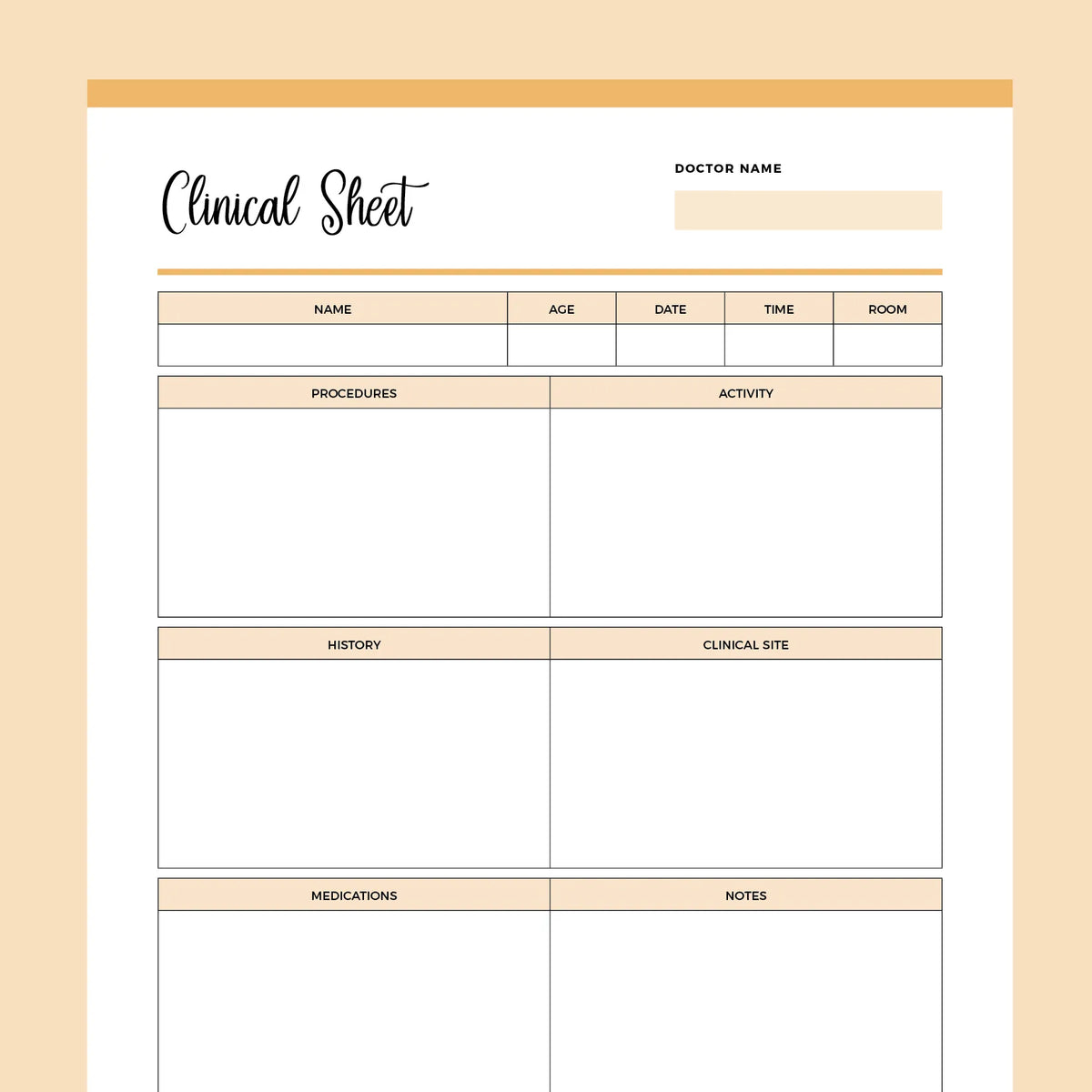 Nursing Clinical Sheet Printable | Instant Download PDF – Plan Print Land