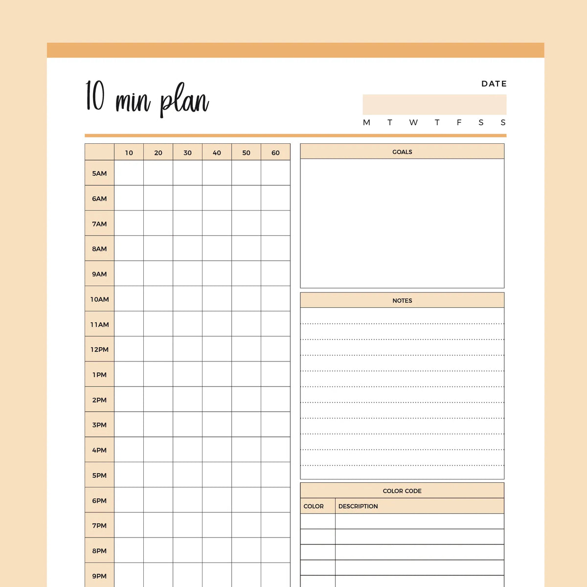 Printable 10 Minutes Planner | Instant Download PDF | A4 and US Letter ...