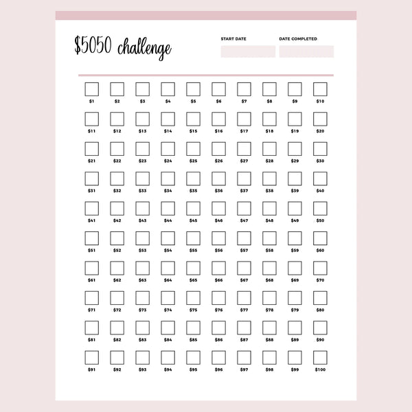 Printable 100 Envelope Savings Challenge Instant Download PDF A4 Printable 100 Envelope Savings Challenge Instant Download PDF A4