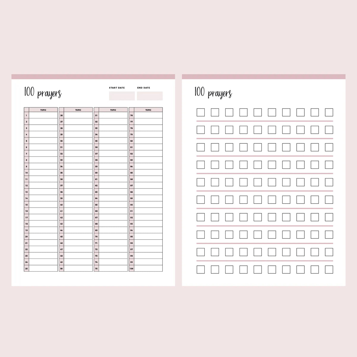 Printable 100 Prayer Challenge | Instant download PDF | A4 & US Letter ...
