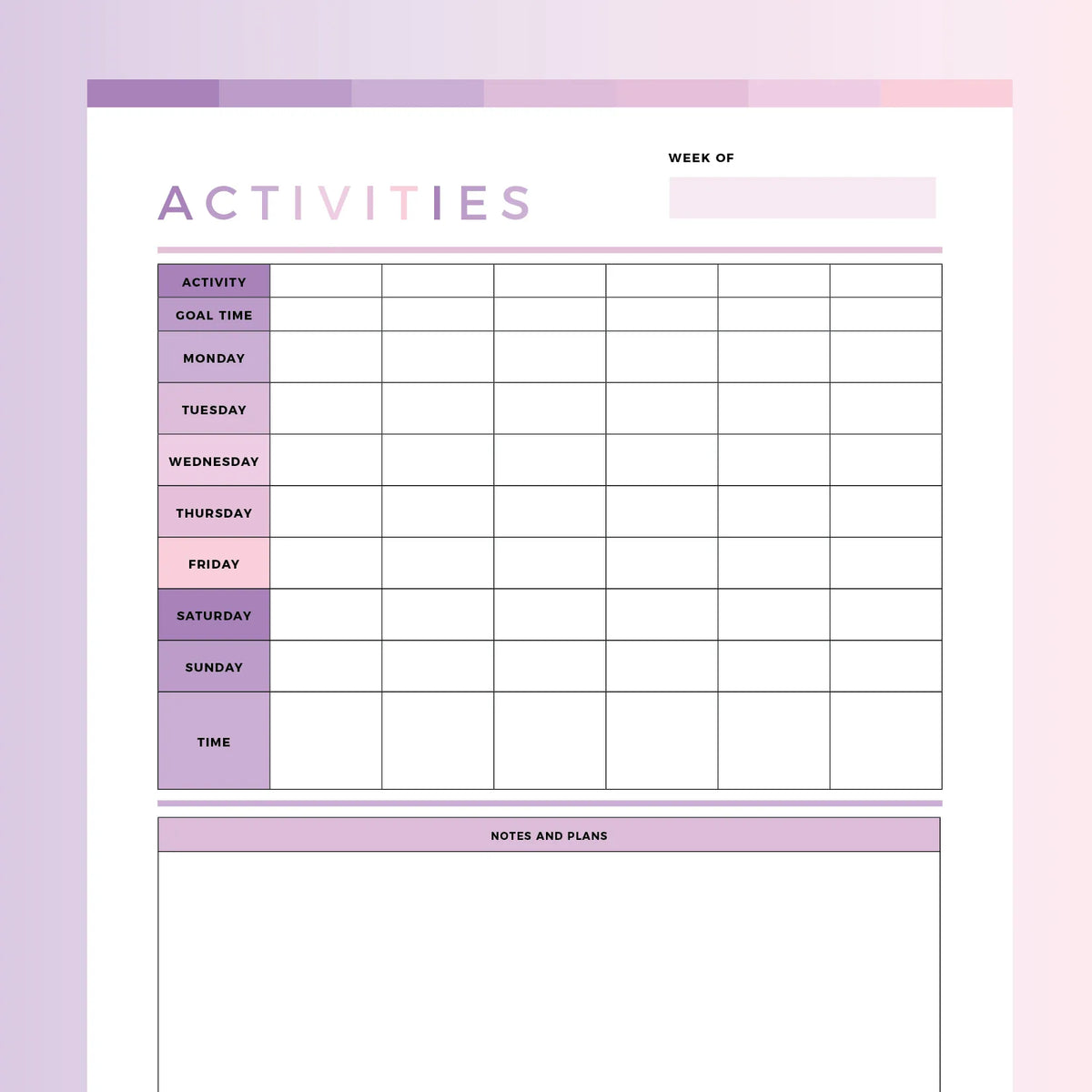 Printable Activity Tracker For Kids | Instant Download PDF | A4 and US ...