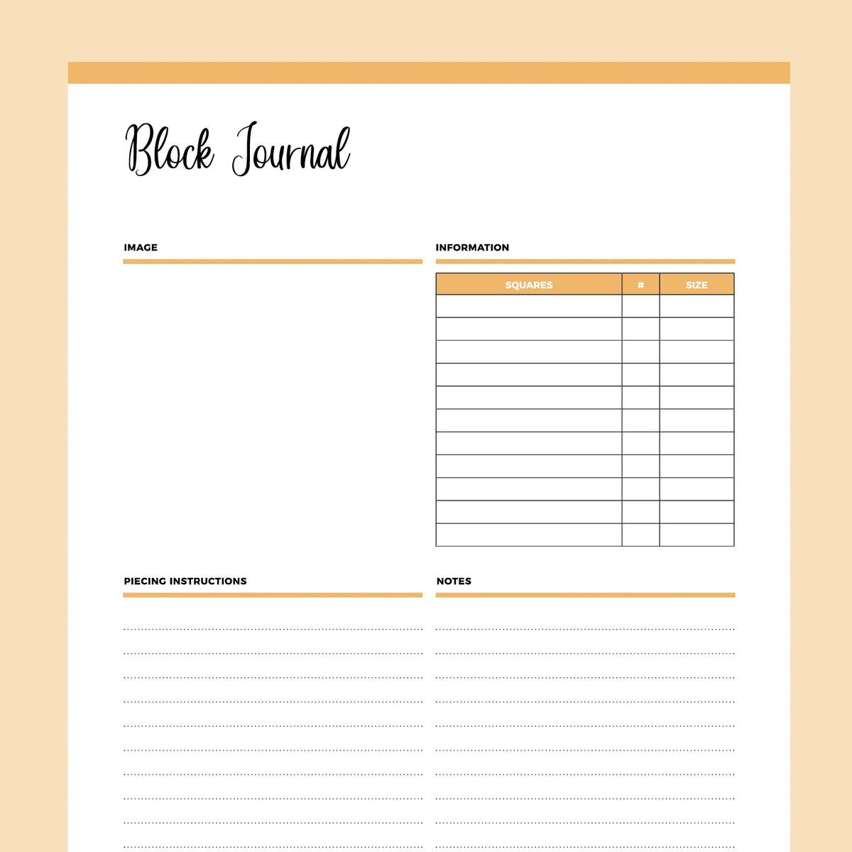 Printable Block Journal For Quilting | Instant Download PDF – Plan ...