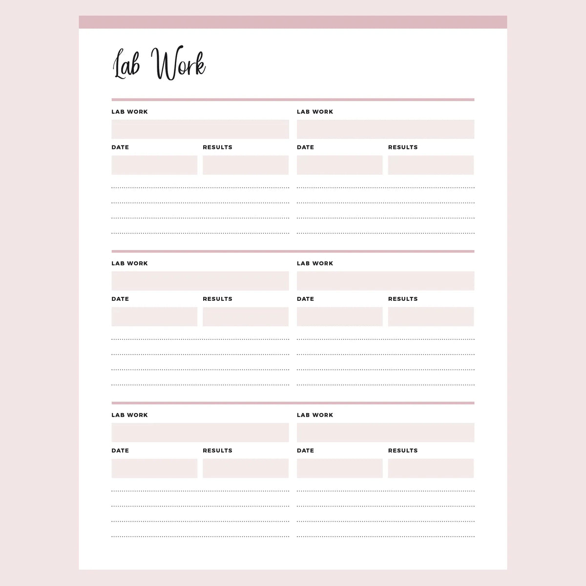 Printable Blood Work Records Template – Plan Print Land