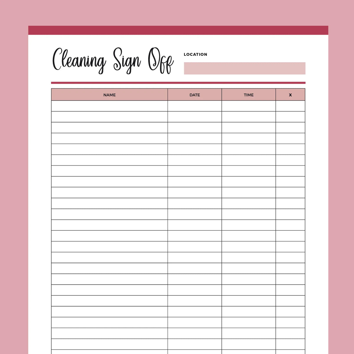 Printable Cleaning Company Sign Off Form | Instant Download PDF | A4 ...