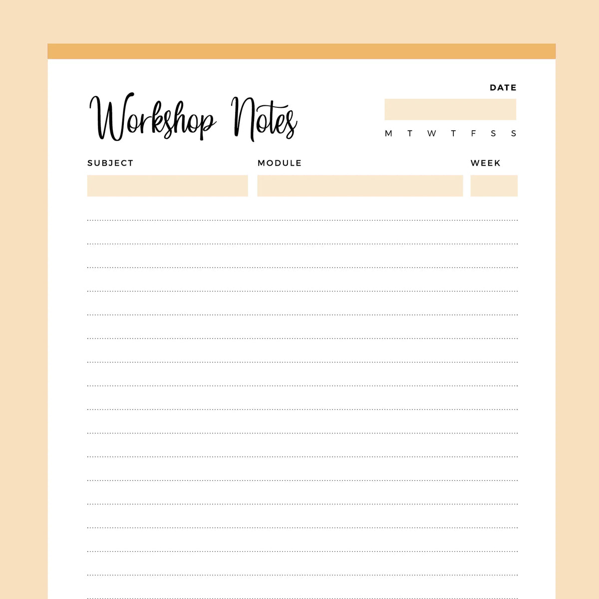 Printable College Workshop Notes | Instant download PDF | A4 & US ...