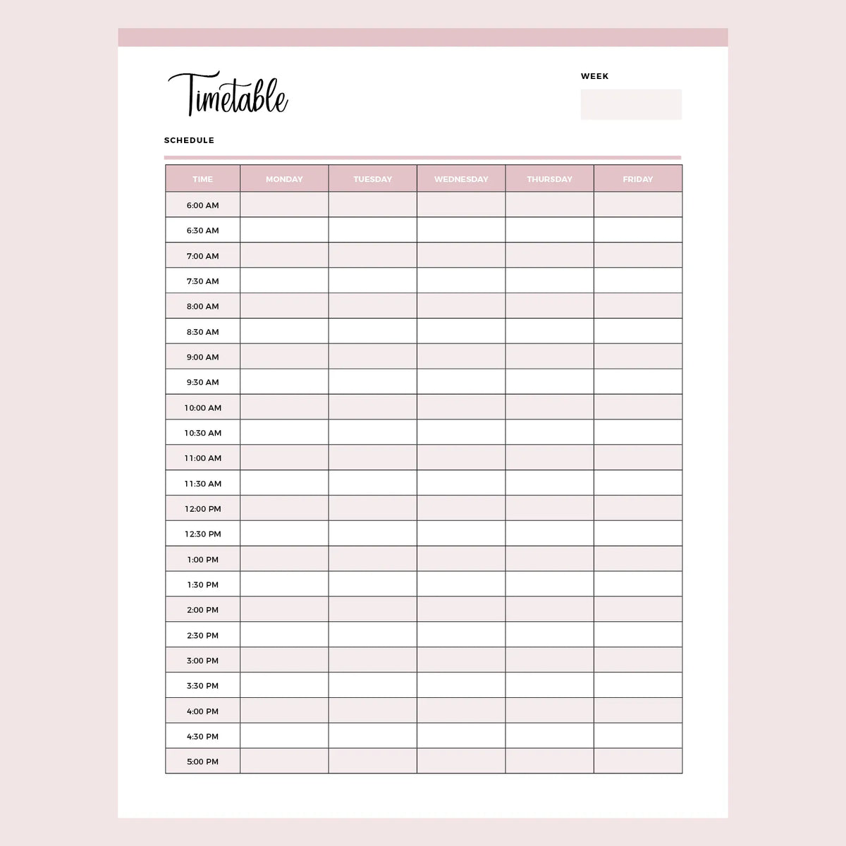 Printable Daily School Timetable | Instant download PDF | A4 & US ...