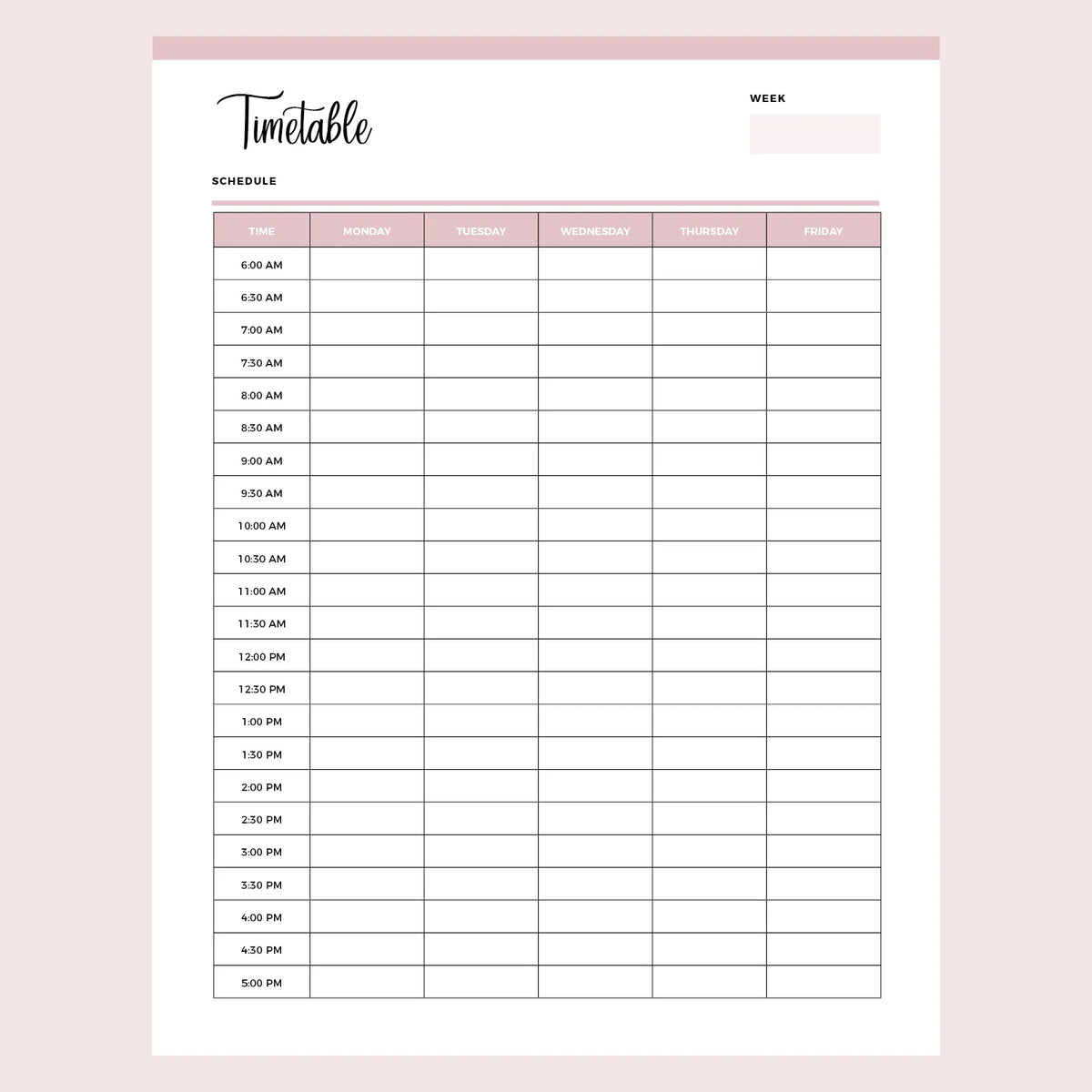 Printable Daily School Timetable | Instant download PDF | A4 & US ...