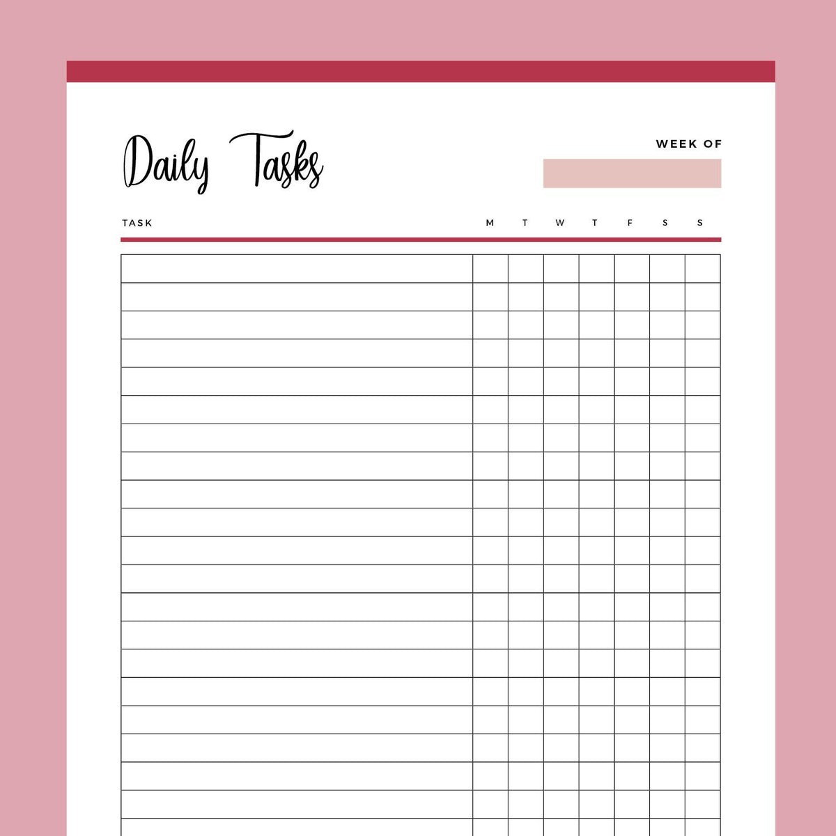 Printable Daily Task Checklist – Plan Print Land