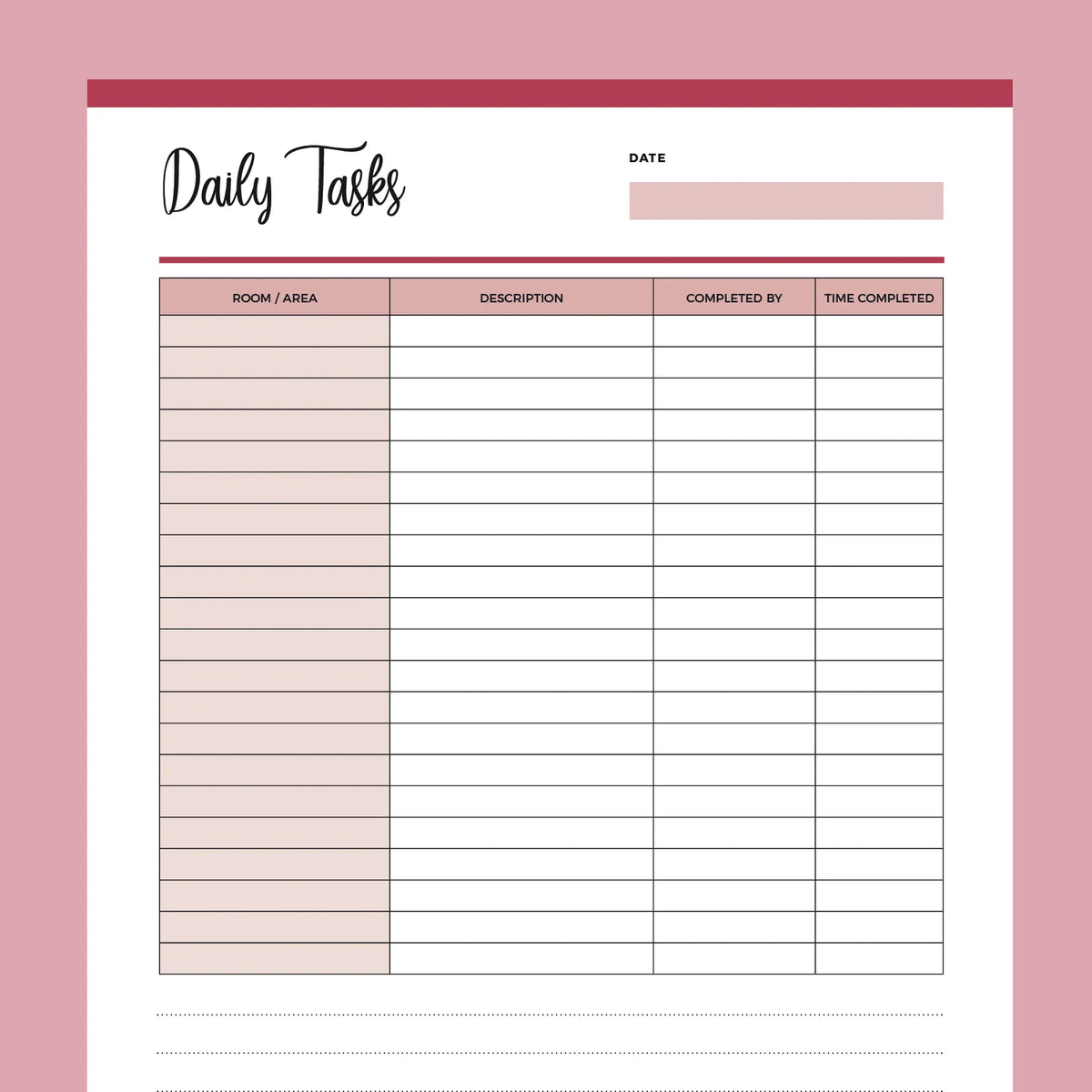 Printable Daily Task List For Cleaning | Instant Download PDF | A4 and ...