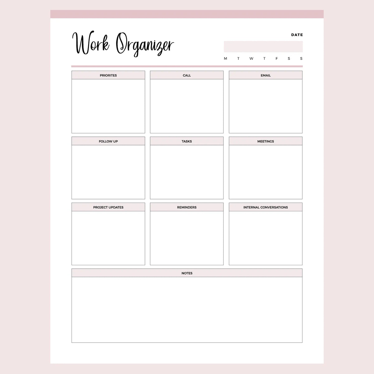 Printable Daily Work Organizer – Plan Print Land