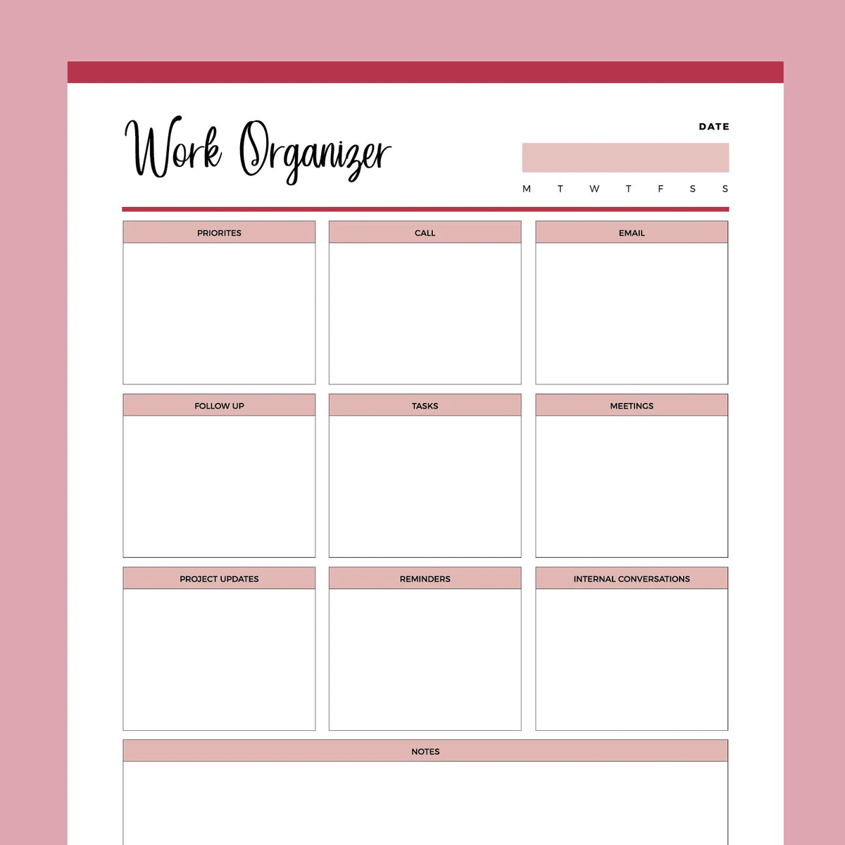 Printable Daily Work Organizer – Plan Print Land