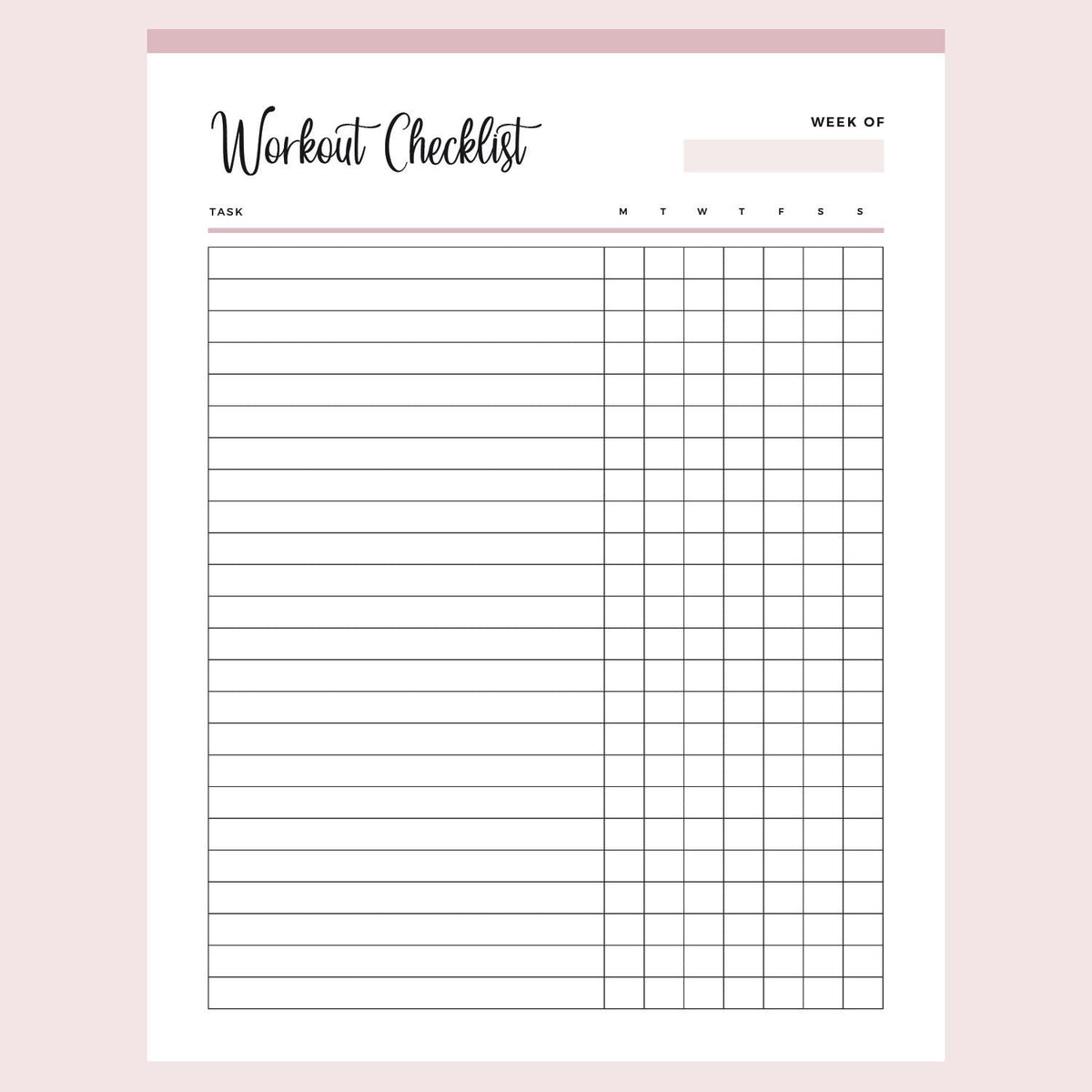 Printable Daily Workout Checklist – Plan Print Land