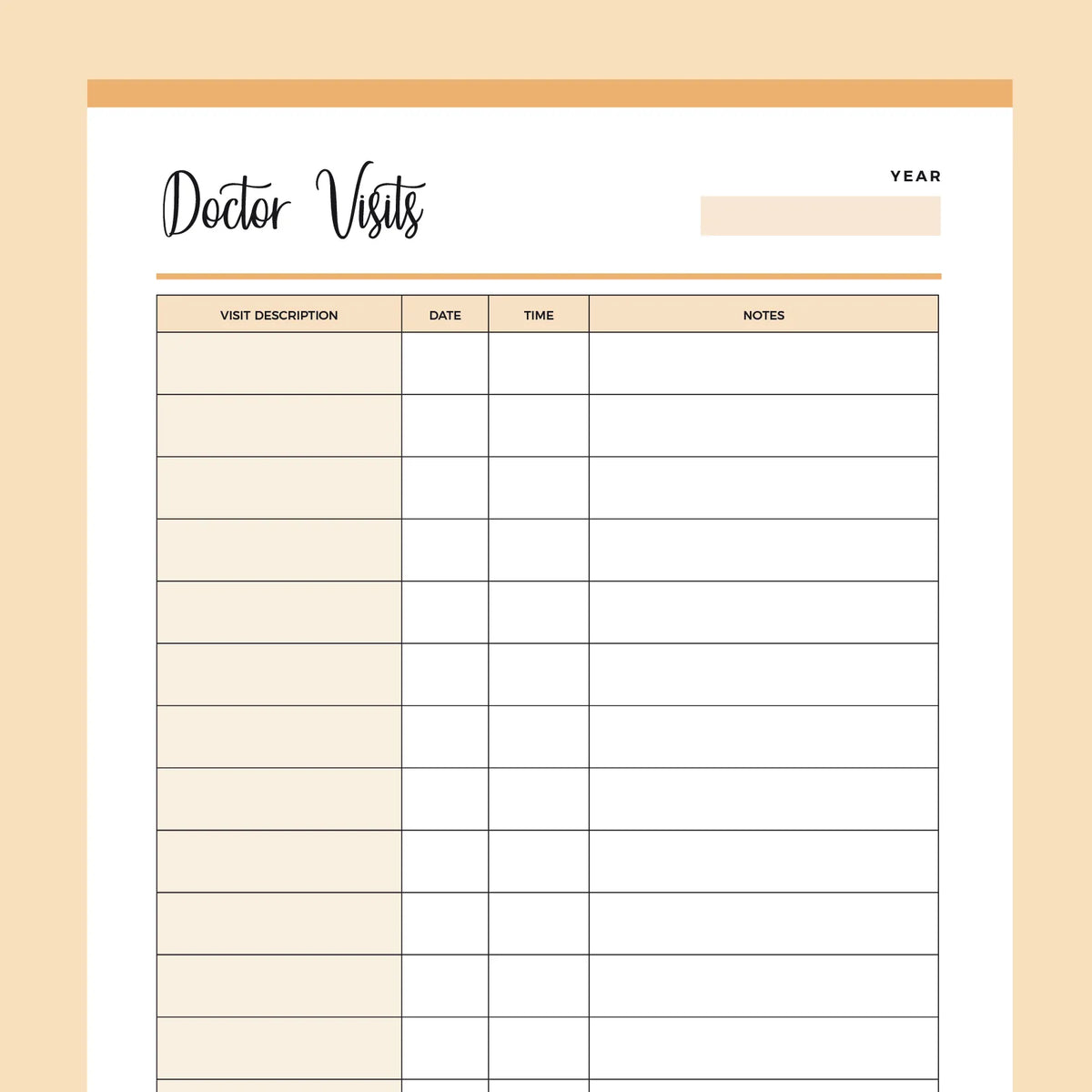 Printable Doctor Visits Tracking Template – Plan Print Land