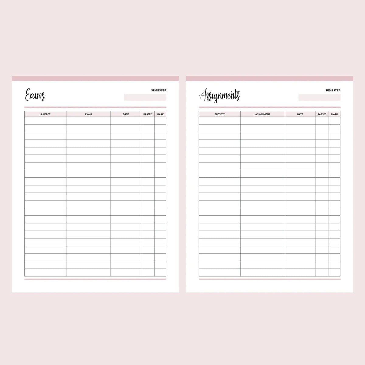 Printable Exam And Assignment Calendar | Instant Download PDF – Plan ...