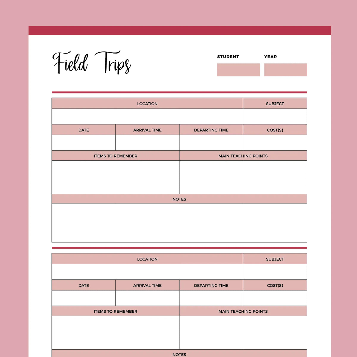 Printable Field Trip Planner For Homeschool – Plan Print Land