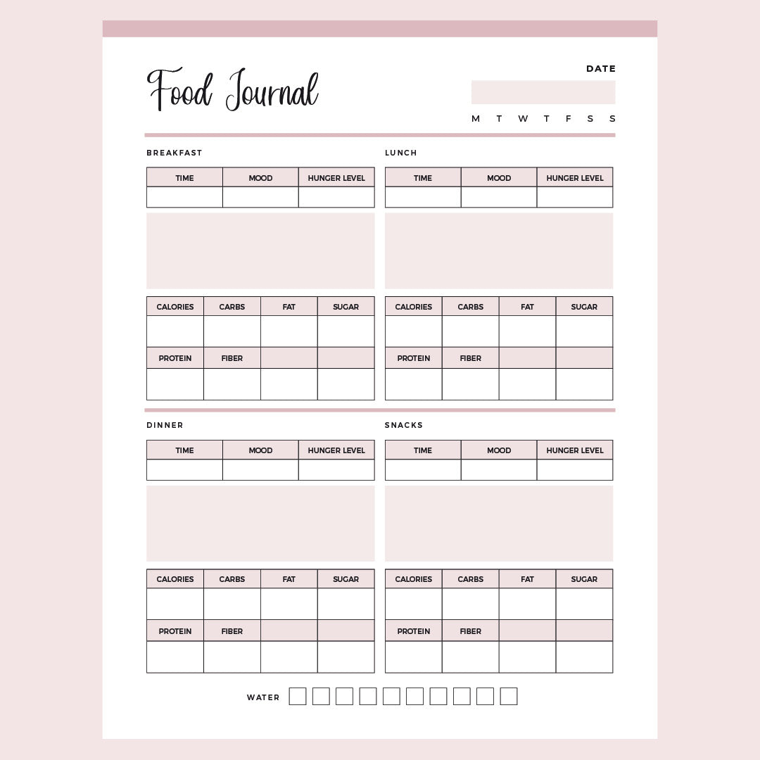 Printable Food Journal | US Letter and A4 size PDF | Instant Download ...