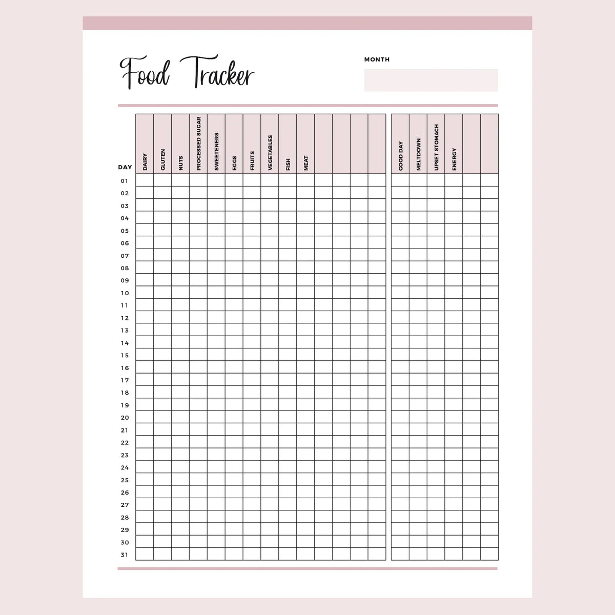 Printable Food Tracker For Children | Instant Download PDF | A4 and US ...