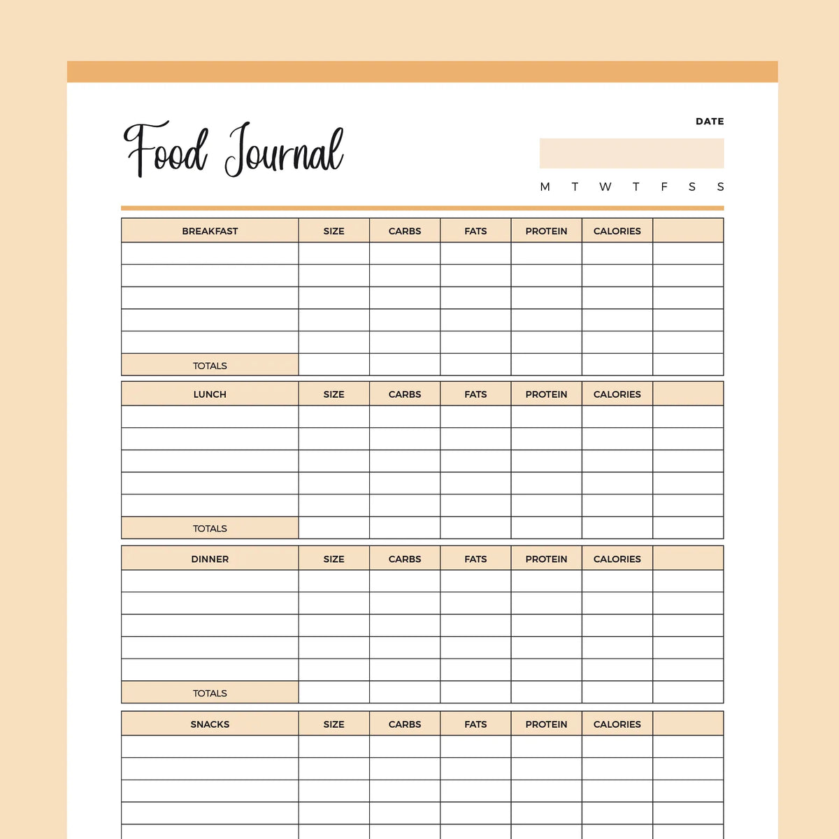 Printable Food Tracking Journal | Instant Download PDF | A4 & Letter ...