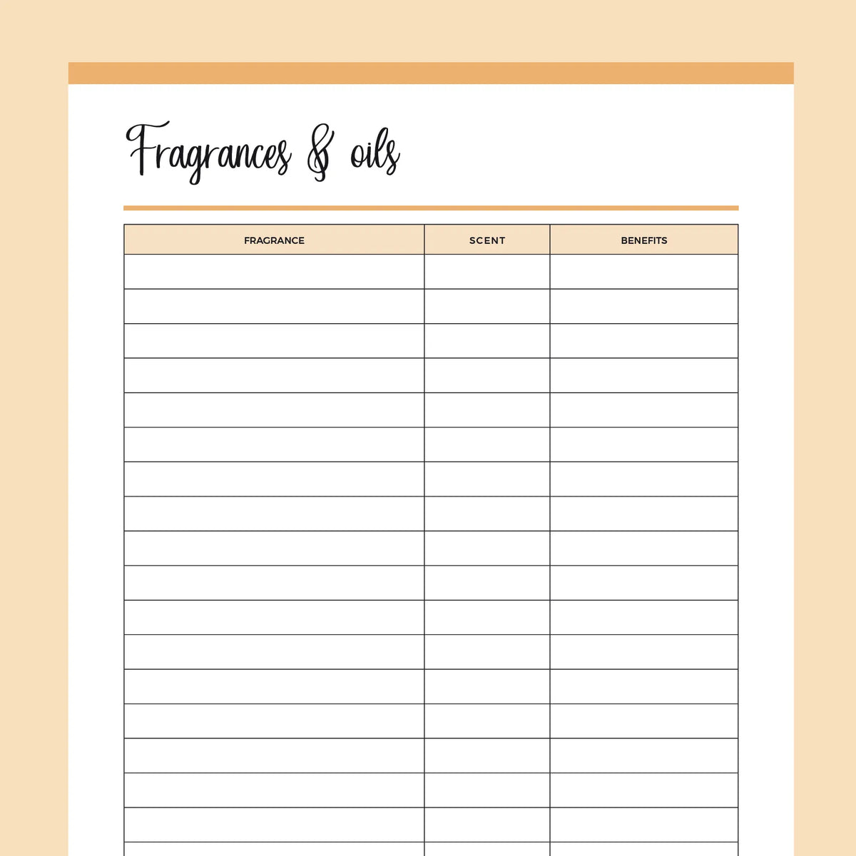 Printable Fragrance and Oil Tracker for Craft Businesses – Plan Print Land
