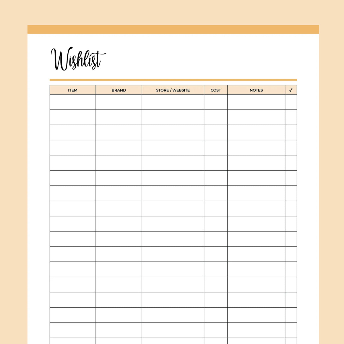 Printable Gift Wishlist | Instant download PDF | A4 & US Letter – Plan ...