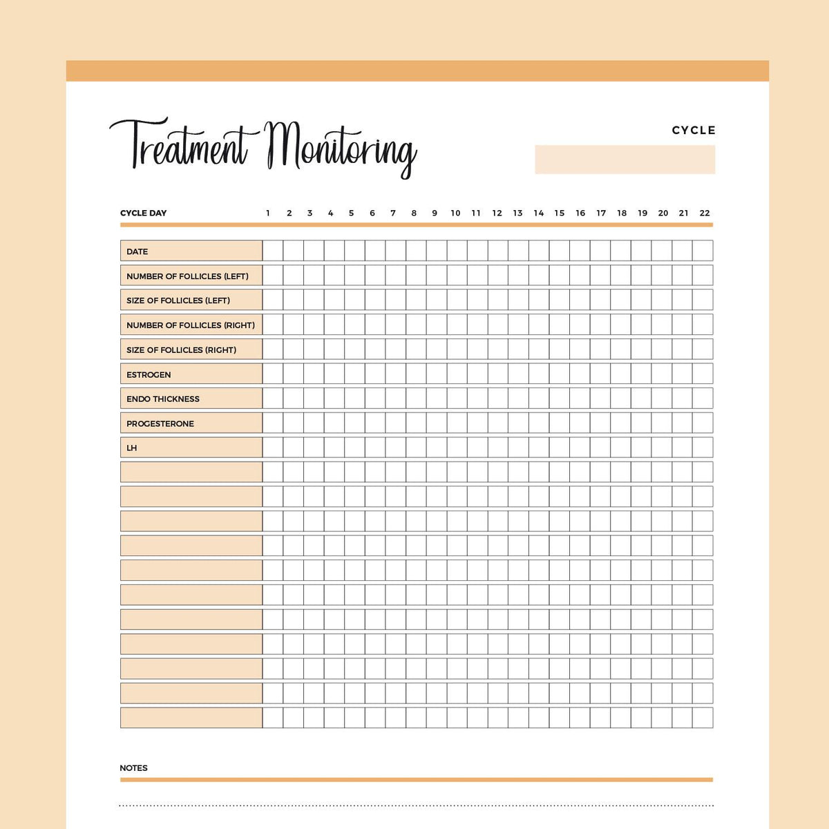 Printable IVF Treatment Monitoring Checklist – Plan Print Land