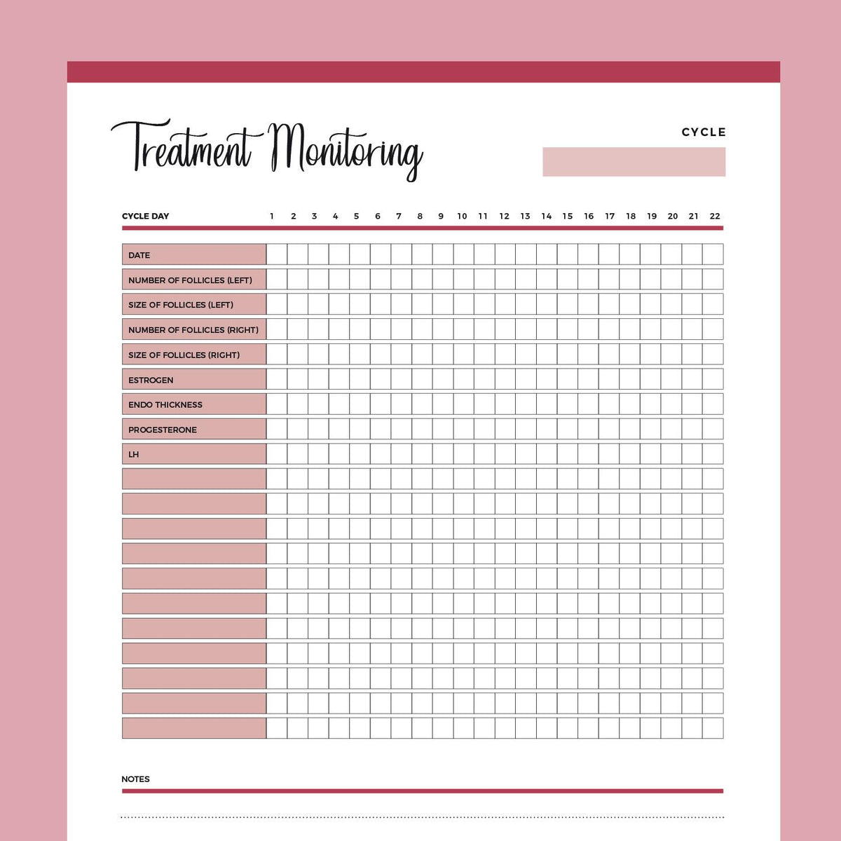 Printable IVF Treatment Monitoring Checklist – Plan Print Land