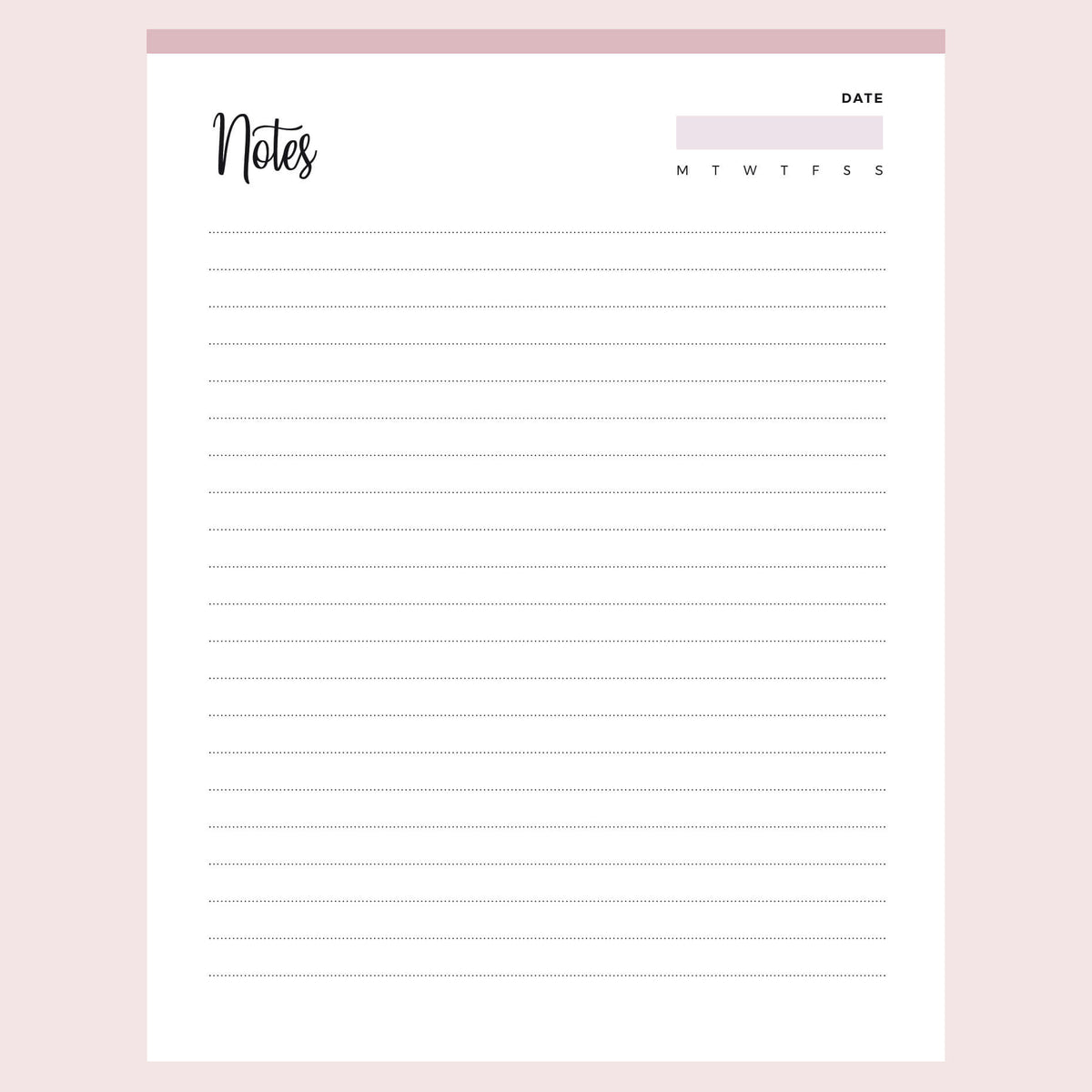 Printable Lined Notes Pages – Plan Print Land