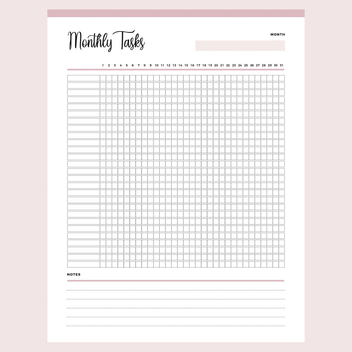 Printable Monthly Task Checklist – Plan Print Land