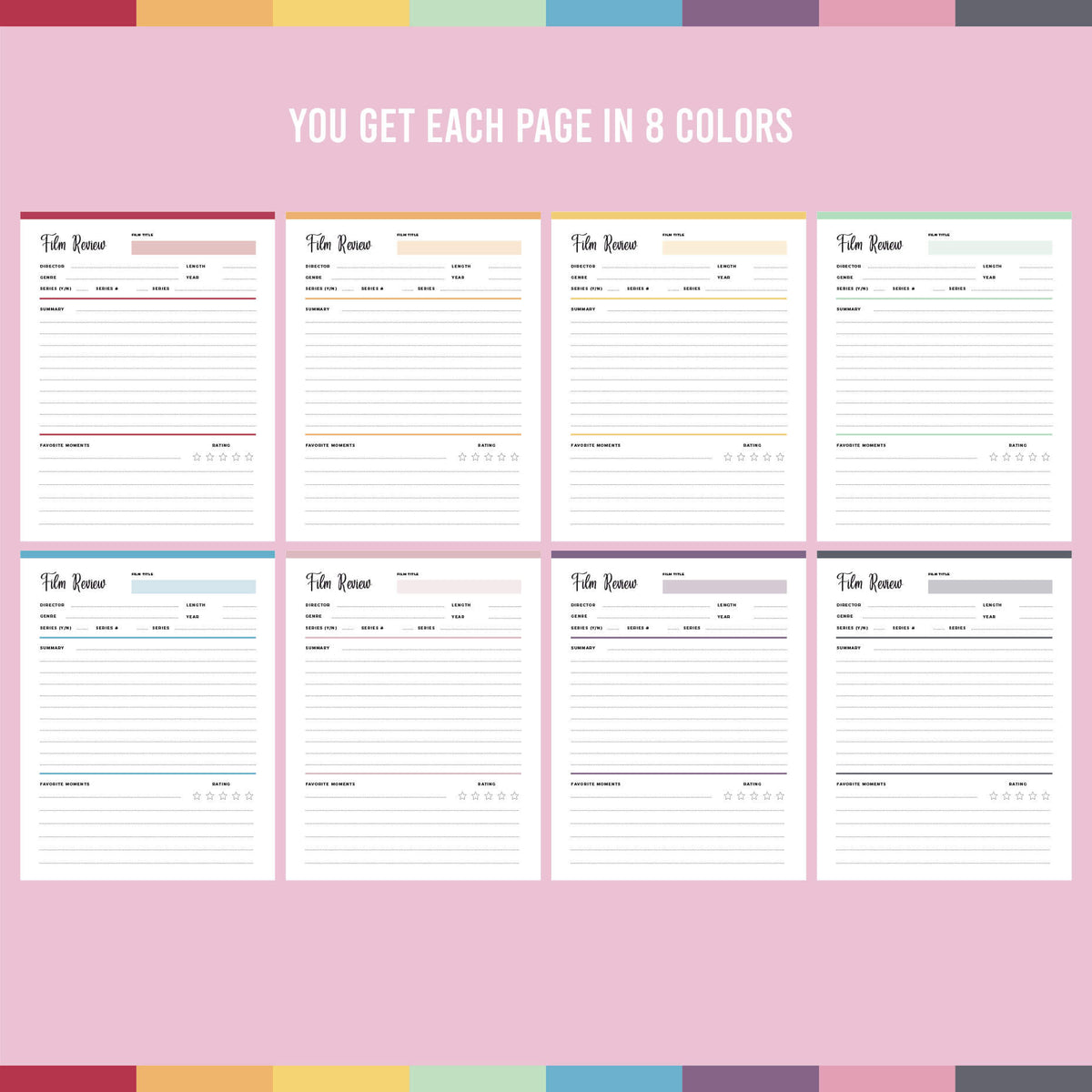 Movie Journal Pages Templates