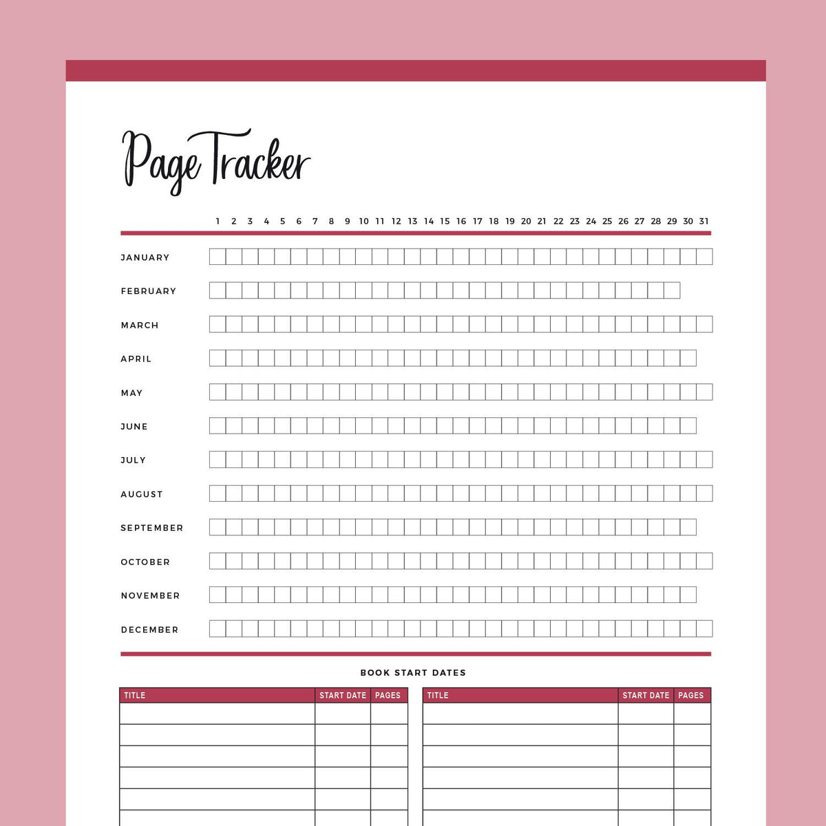 Printable Page Reading Tracker – Plan Print Land