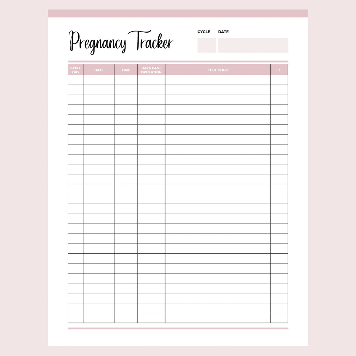 Printable Pregnancy Cycle Tracker – Plan Print Land