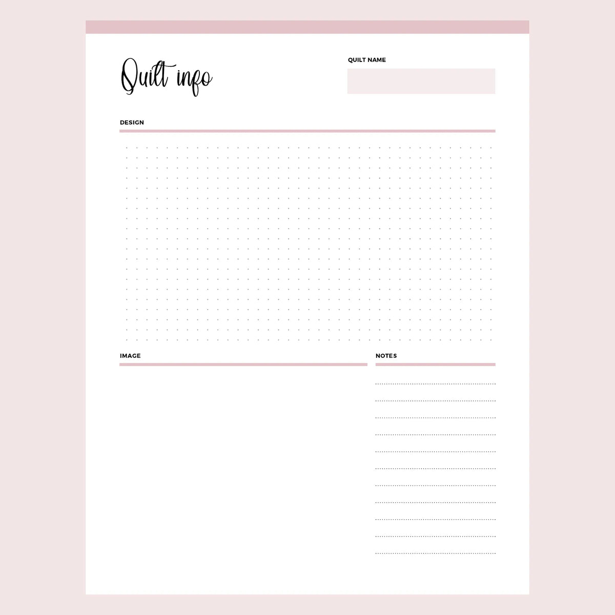 Printable Quilt Information Overview Template | Instant download PDF ...