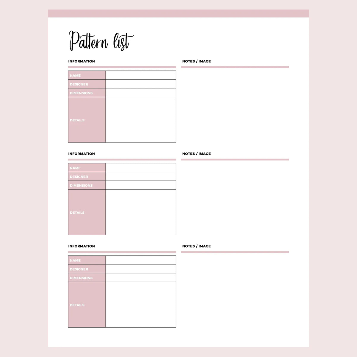 Printable Quilt and Sewing Pattern List | Instant Download PDF – Plan ...